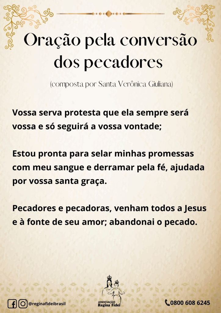 Reze Conosco - Oração pela conversão dos pecadores - Regina Fidei