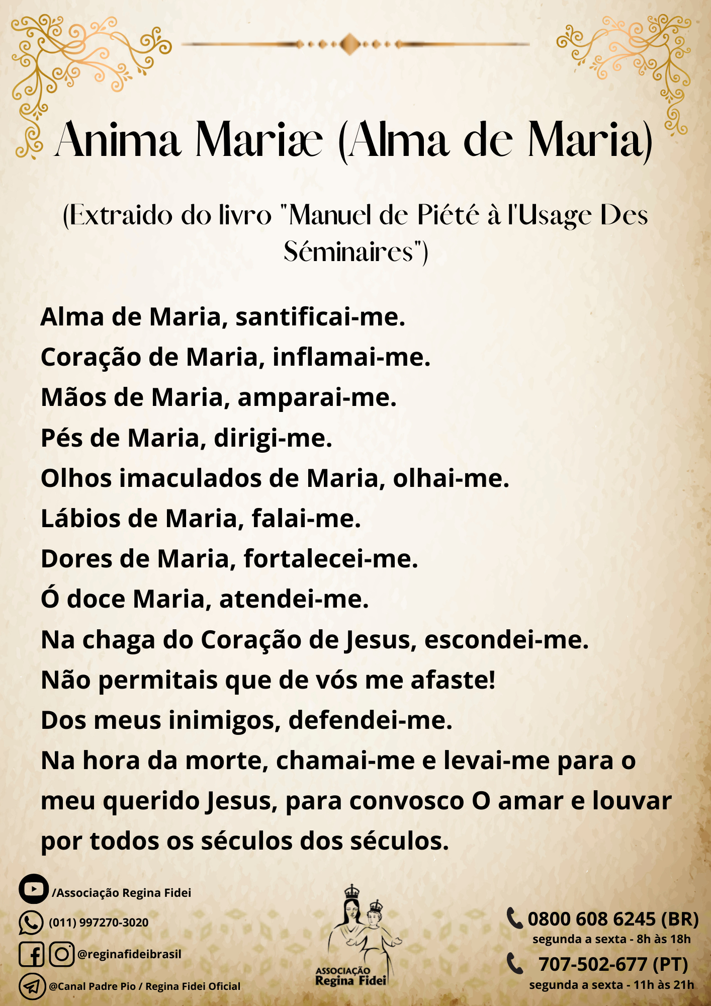 Reze conosco - Anima Mariæ (Alma de Maria) - Regina Fidei